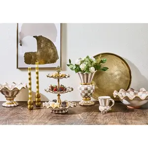 MACKENZIE-CHILDS Check Ceramic Fluted Serving Bowl