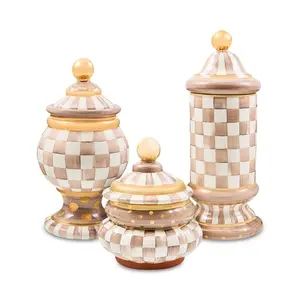 MACKENZIE-CHILDS Check Ceramic Column Canister
