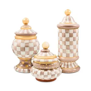 MACKENZIE-CHILDS Check Ceramic Globe Canister