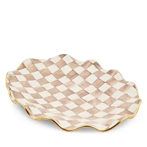 MACKENZIE-CHILDS Check Ceramic Large Serving Platter - Mocha