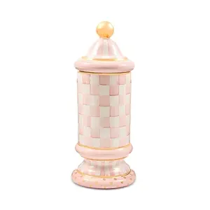 MACKENZIE-CHILDS Check Ceramic Column Canister - Rosy