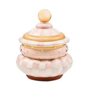 MACKENZIE-CHILDS Check Ceramic Groovy Canister - Rosy
