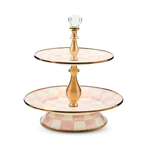 MACKENZIE-CHILDS Check Two Tier Sweet Stand - Rosy