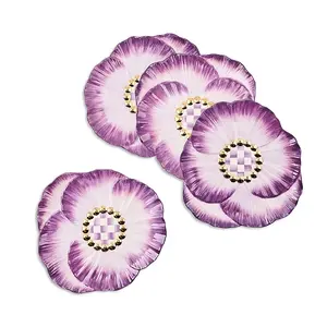 MACKENZIE-CHILDS Party Ceramic Dessert Plates, Set Of 4 - Pansy