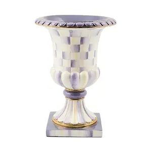 MACKENZIE-CHILDS Check Tabletop Pedestal Urn - Violet