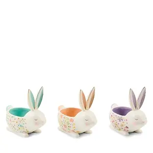 MACKENZIE-CHILDS Patch Ceramic Rabbit Candy Dishes, Set Of 3 - Posie