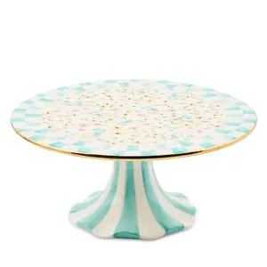 MACKENZIE-CHILDS Patch Small Ceramic Pedestal Platter - Posie