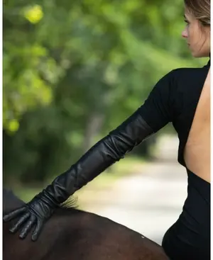 AGNELLE Arm Length Leather Gloves
