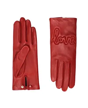 AGNELLE Love" Lambskin Gloves - Cardinal