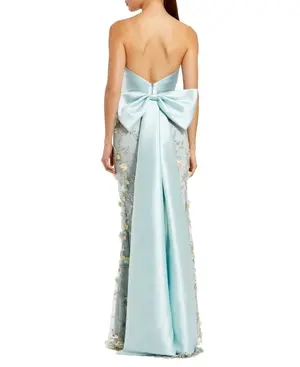 Mac Duggal Strapless Sweetheart Embellished Gown With Bow
