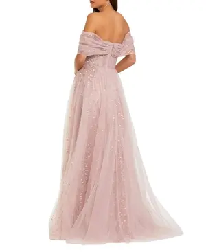 Mac Duggal Embroidered Tulle Off-the-shoulder Ballgown