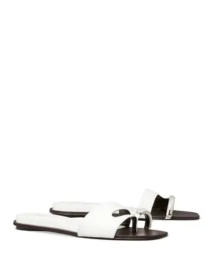 Tory Burch Pierced Leather Slides Bianco