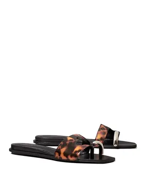 Tory Burch Pierced Slides - Tortoise/silver