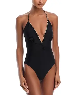 Ramy Brook Madison Plunging Neck Swimsuit Black