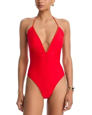 Ramy Brook Madison Plunging Neck Swimsuit Flame