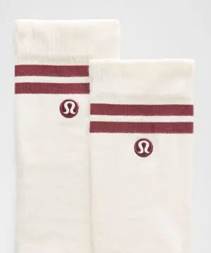 Lululemon Daily Essential Knee-high Socks - Coconut Ivory/burgundy Bay