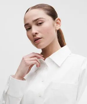 Lululemon Woven Cropped Button-up Long-sleeve Shirt - White