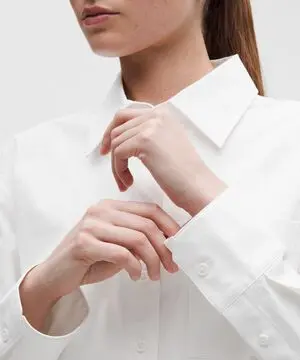 Lululemon Woven Cropped Button-up Long-sleeve Shirt - White