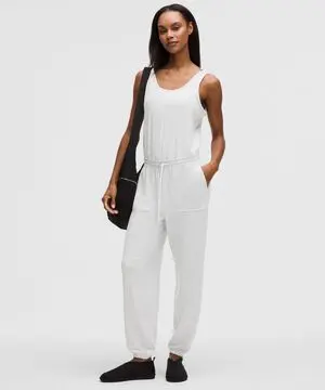 Lululemon Becalm Cinch-waist Jumpsuit - Heathered Core Ultra Light Grey