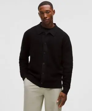 Lululemon Cotton-blend Knit Collared Cardigan - Black