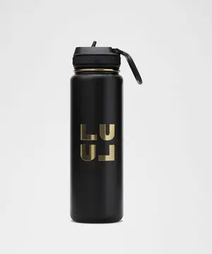 Lululemon Back To Life Sport Bottle 24oz Straw Lid - Black