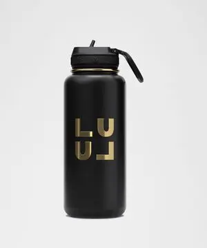 Lululemon Back To Life Sport Bottle 32oz Straw Lid - Black