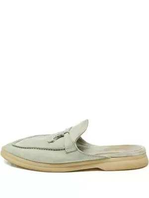 Loro Piana Suede Mules With Padlock Detail