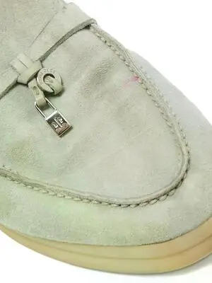 Loro Piana Suede Mules With Padlock Detail