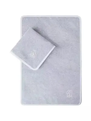 Brunello Cucinelli 2-piece Cotton Terrycloth Towel Set With Embroidery - Grey