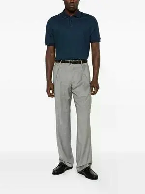 Canali Ribbed Trim Polo Shirt
