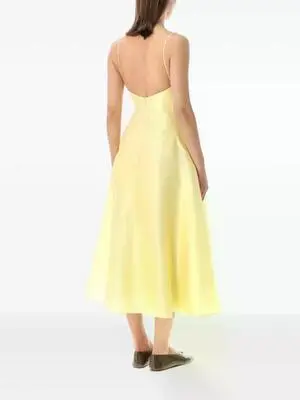Alberta Ferretti Silk Organza Midi Dress - Yellow