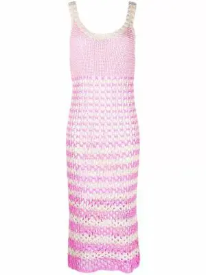 Red Valentino Striped Crochet Knit Dress