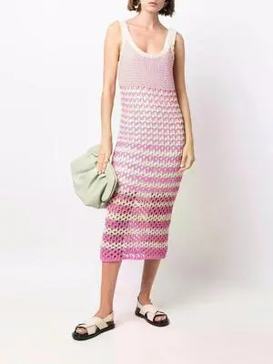 Red Valentino Striped Crochet Knit Dress