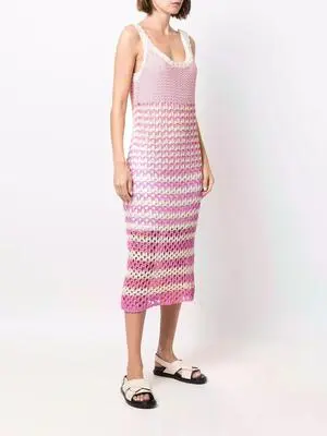 Red Valentino Striped Crochet Knit Dress