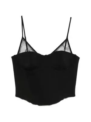 Patrizia Pepe Lace-detail Corset - Black