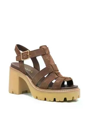 Prada T-strap Buckle Leather Platform Pumps