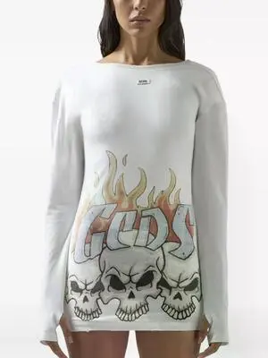 Gcds Long-sleeve Graphic-print Mini Dress