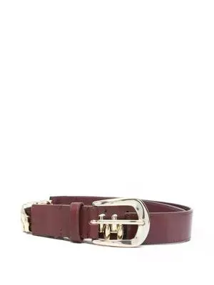 Sandro Leather Belt With Decorative Metal Buckle - Red
