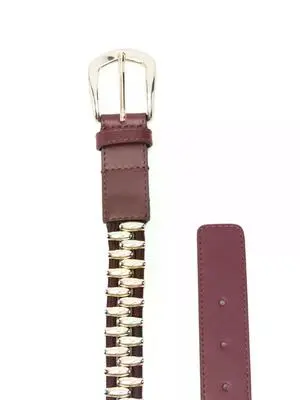 Sandro Leather Belt With Decorative Metal Buckle