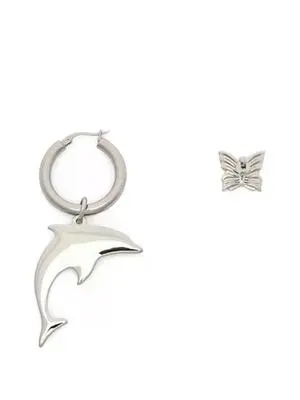 Blumarine Dolphin Pendant Butterfly Motif Mismatched Earrings