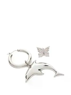 Blumarine Dolphin Pendant Butterfly Motif Mismatched Earrings