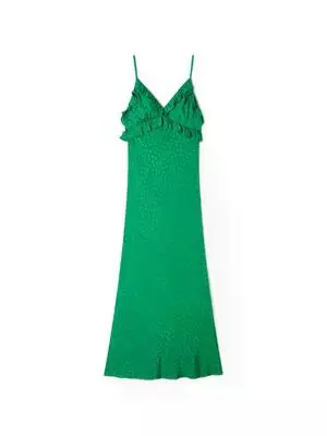 Sandro Jacquard Dress With Ruffle Trim