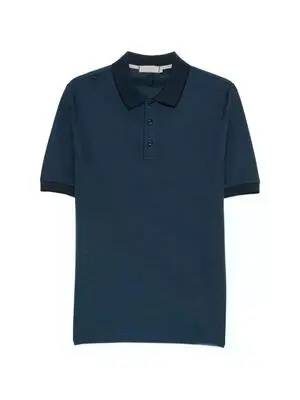 Canali Ribbed Trim Polo Shirt