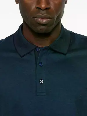 Canali Ribbed Trim Polo Shirt