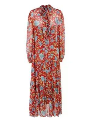 Rixo Adalind Floral Midi Dress - Red