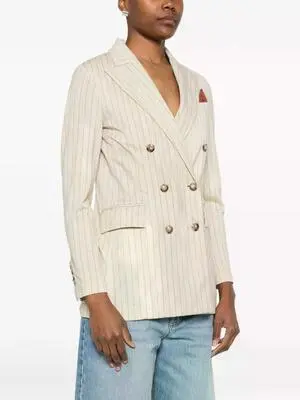 CIRCOLO 1901 Striped Double-breasted Blazer - Neutrals