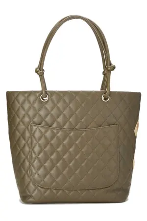 Chanel Olive Quilted Calfskin & Python Cambon Tote