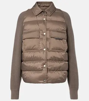 Brunello Cucinelli Wool, Cashmere, And Silk Down Jacket - Beige