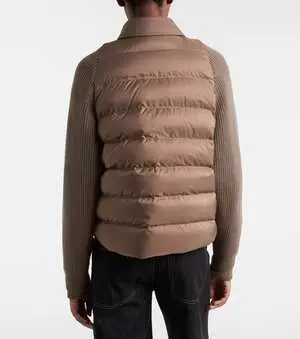 Brunello Cucinelli Wool, Cashmere, And Silk Down Jacket - Beige