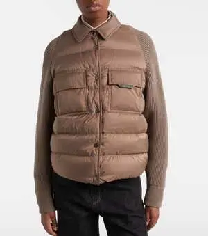 Brunello Cucinelli Wool, Cashmere, And Silk Down Jacket - Beige